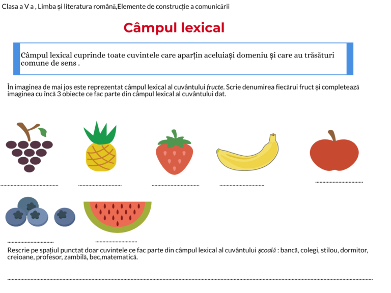 Câmpul lexical | R.E.I. - Resurse Educație Incluzivă