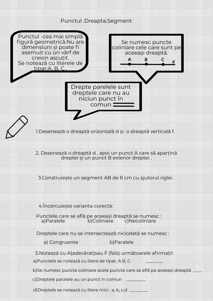 Punctul. Dreapta. Segmentul. | R.E.I. - Resurse Educație Incluzivă